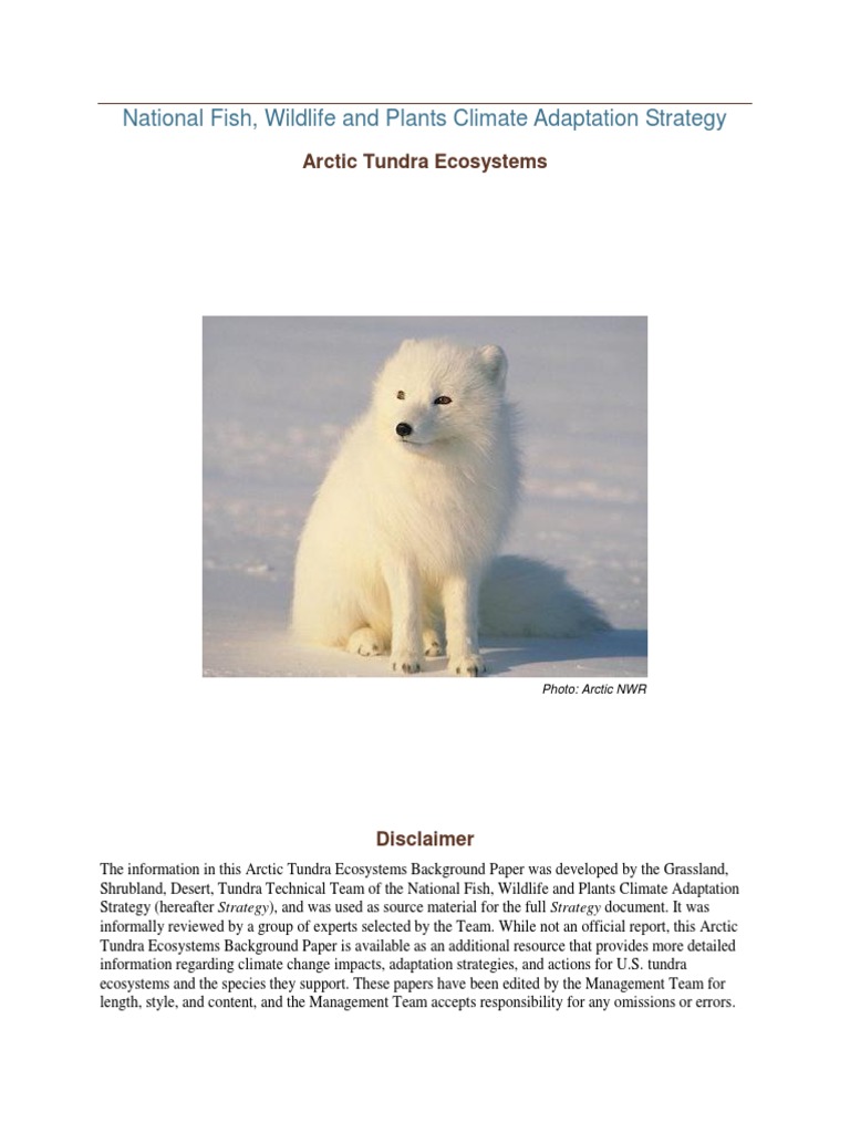 Arctic Tundra Ecosystem Adaptation Strategies | PDF | Arctic ...