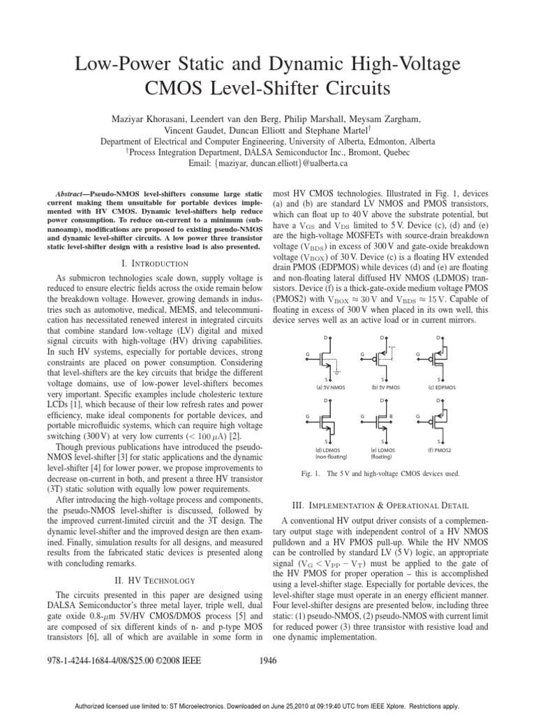Level Shifter | PDF | Cmos | Mosfet