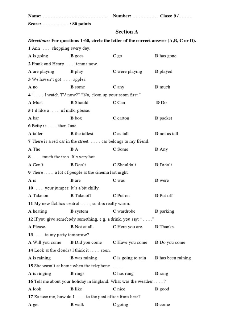 Placement Test Arrangement | PDF