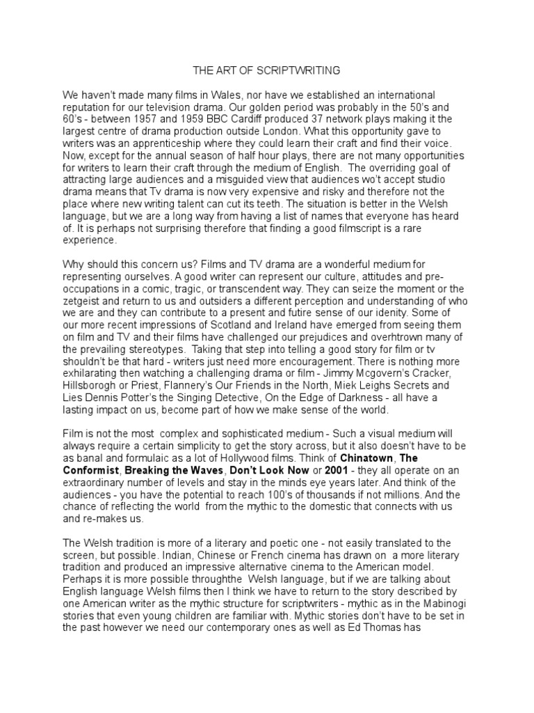 The Art of Scriptwriting | PDF | Screenplay | Plot (Narrative)