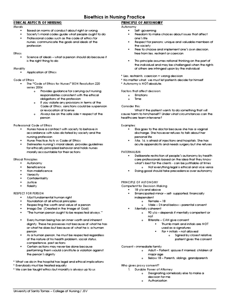 Bioethics in Nursing Practice: Principles of Autonomy and Informed ...