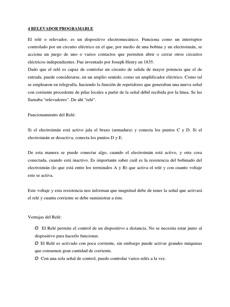 4 Relevador Programable | PDF | Relé | Bienes manufacturados