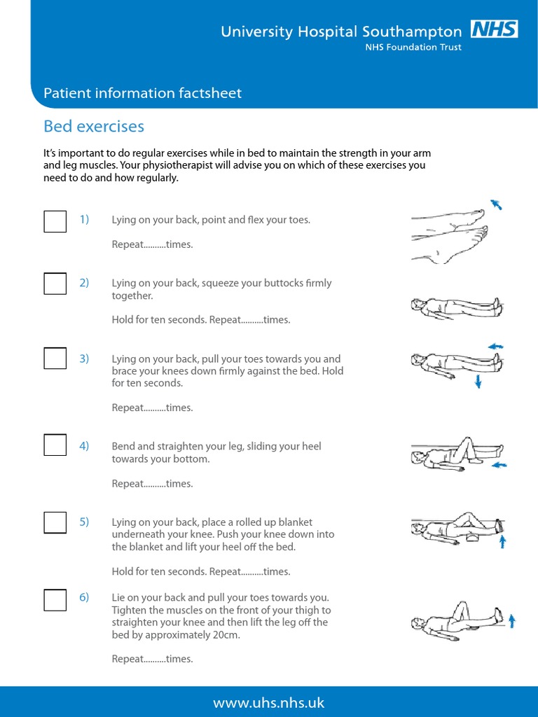 Bed Exercises Patient Information PDF | PDF | Limbs (Anatomy) | Dance ...