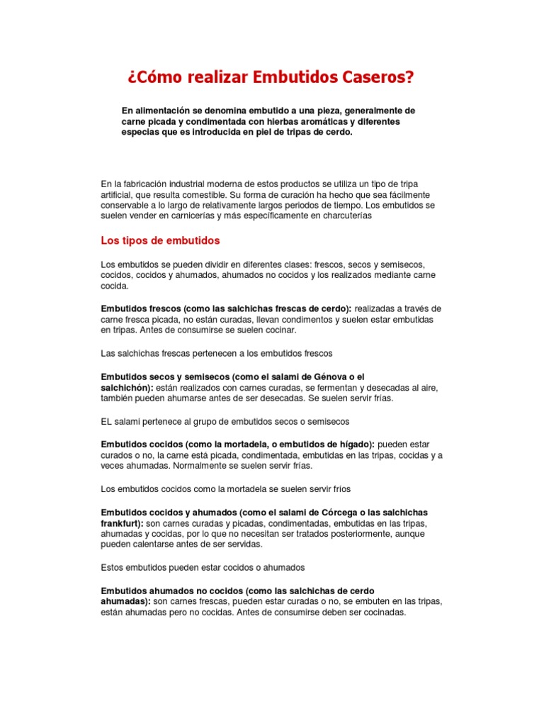 Cómo Hacer Embutidos Caseros | PDF | Carne | Comida y bebida