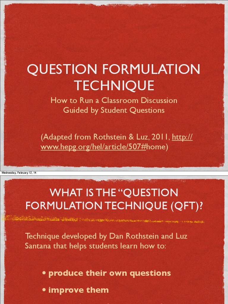 Question Formulation Technique Pdf Question Lesson Plan