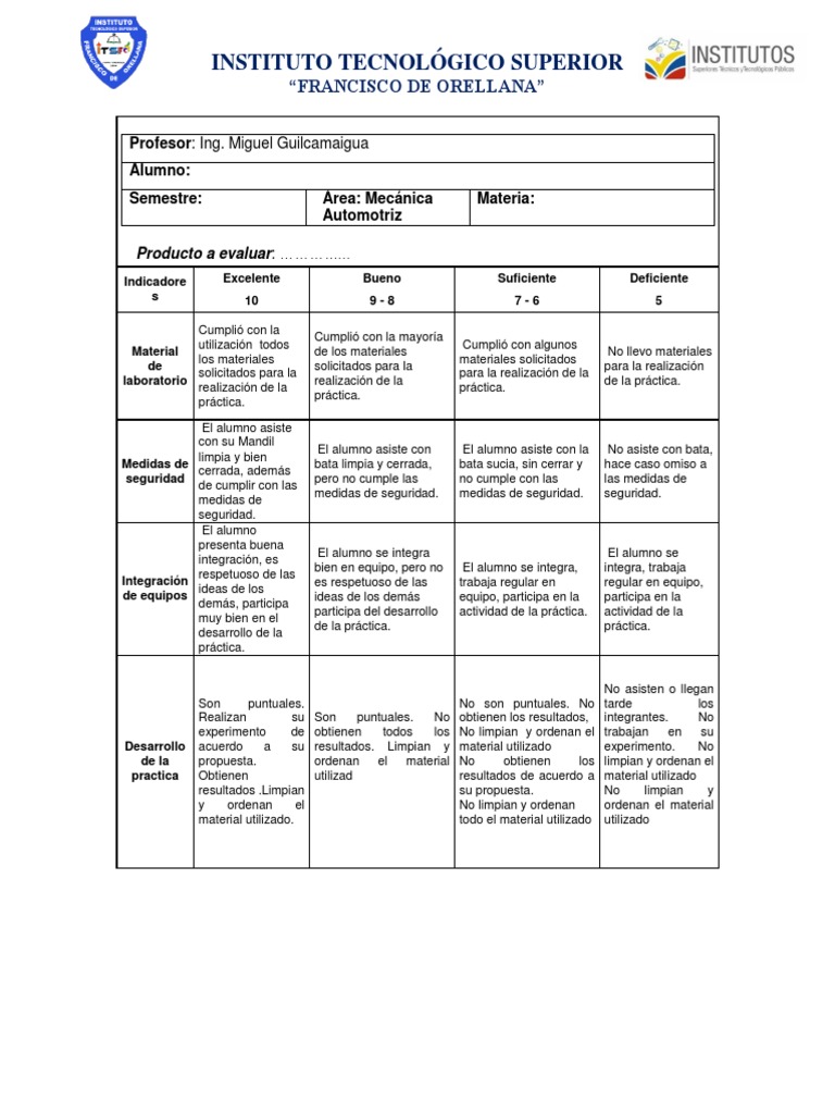 Rubrica Para La Evaluacion De Un Trabajo Sobre Una Sesion Practica De ... Rubrica Para La Evaluacion De Un Trabajo Sobre Una Sesion Practica De ...