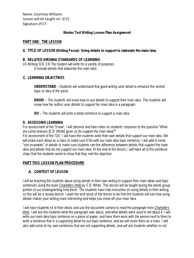 Charlottes Web Writing | PDF | Paragraph | Teachers