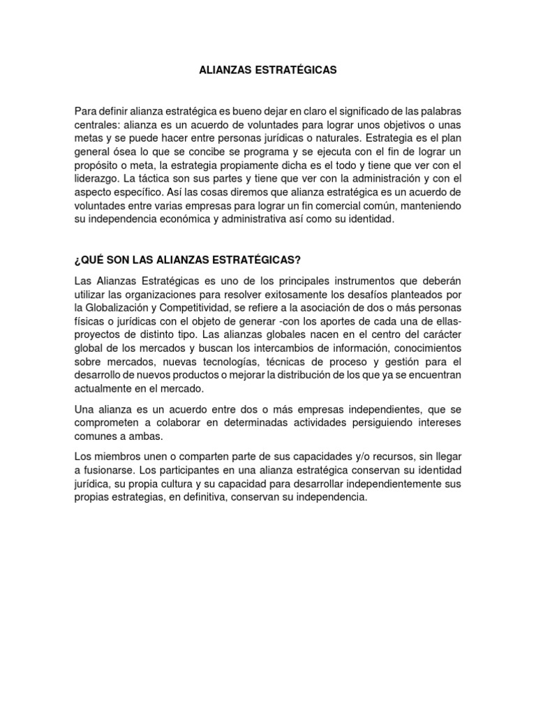 Alianzas Estratégicas | PDF | Mercado (economía) | Economias