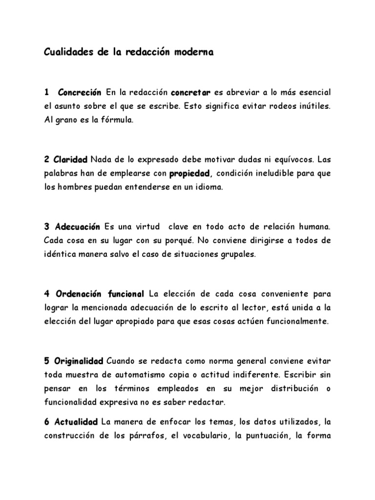 Cualidades de La Redaccion Moderna | PDF