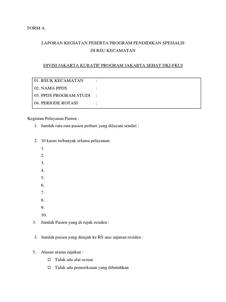 Form Laporan Kegiatan Ppds | PDF