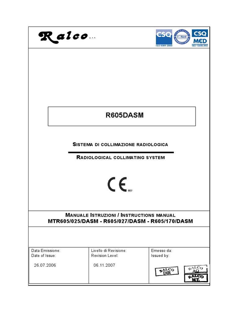 Ralco Collimator - Service Manual PDF | PDF | Verification And ...