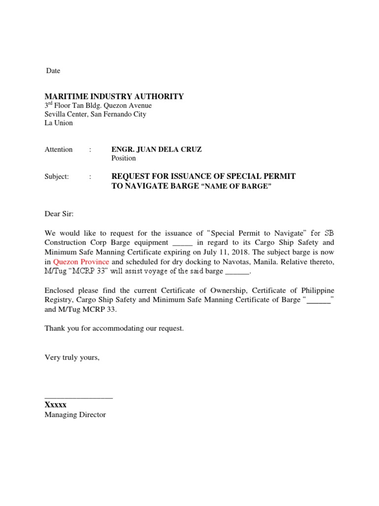 Request For Issuance of SP To Navigate | PDF | Business | Home & Garden