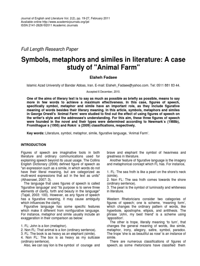 Symbols, Metaphors and Similes in Literature-Animal Farm PDF | PDF ...