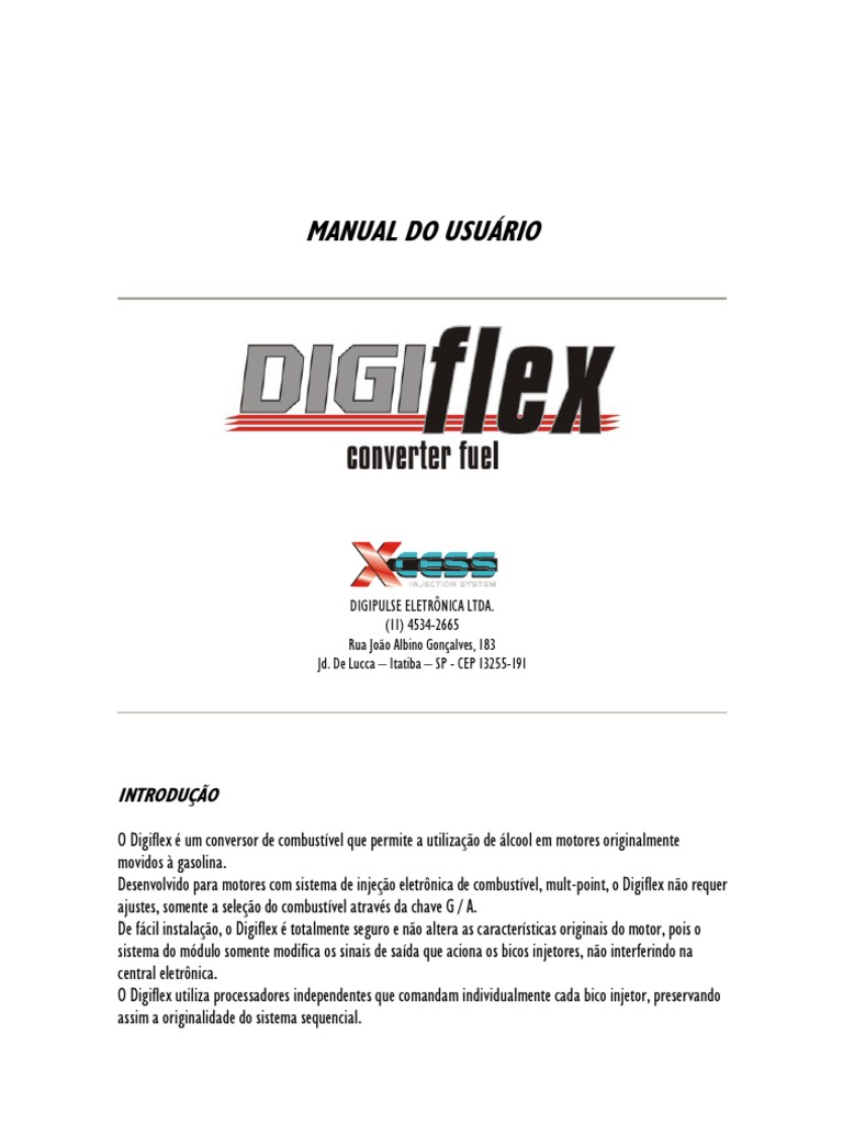 Manual Digiflex | PDF | Injeção eletrônica | Eletrônicos