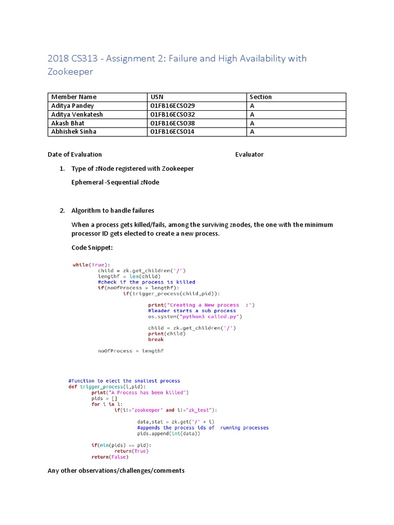 CS313 Assignment 2: Zookeeper Failures | PDF | Technology & Engineering