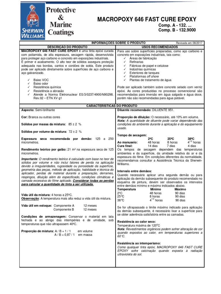 Ficha Técnica Macropoxy 646 Fast Cure | PDF | Tinta | Galvanização