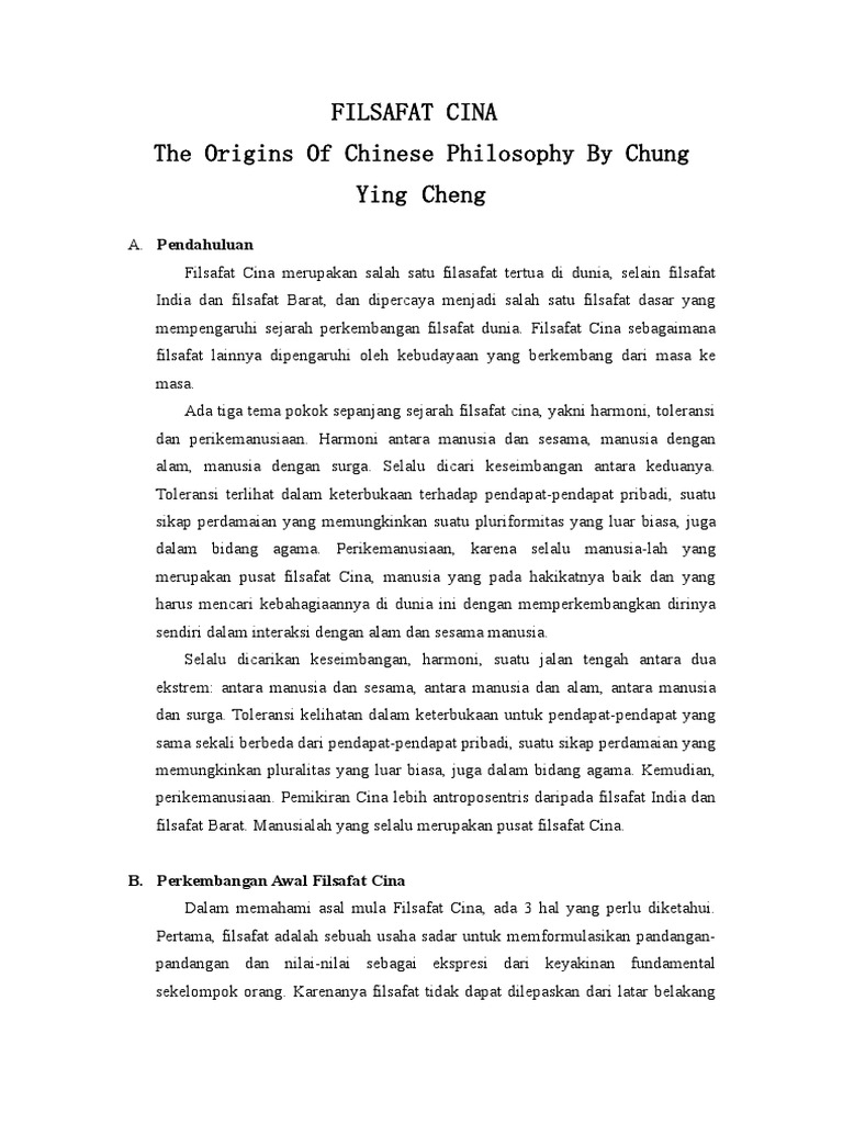 FILSAFAT CINA, The Origin of Chinese Philosophy | PDF