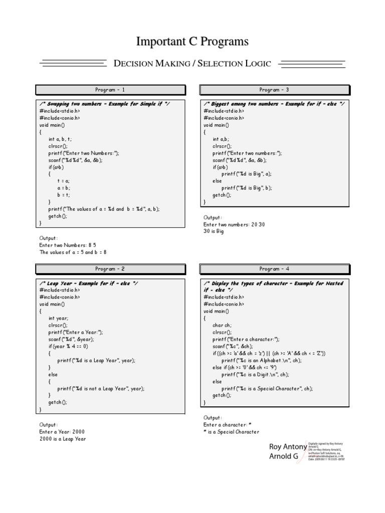 Important C Programs | PDF | Business