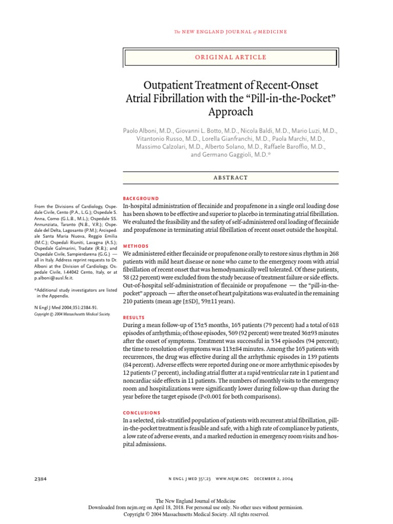 Pill in Pocket NEJM | PDF | Emergency Department | Heart