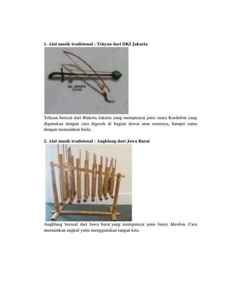 Alat Musik Tradisional Pulau Jawa | PDF