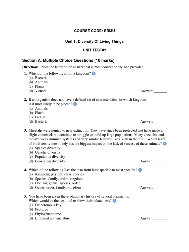 Grade 11 Biodiversity Unit Test | PDF | Biodiversity | Conservation Biology
