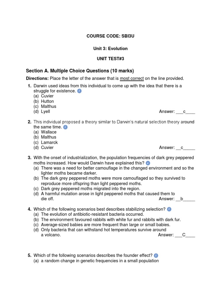 Evolution Unit Test Analysis | PDF | Evolution | Natural Selection
