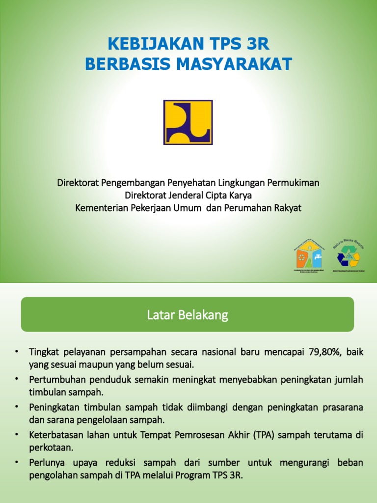 Kebijakan Pengelolaan TPS 3R Berbasis Masyarakat | PDF