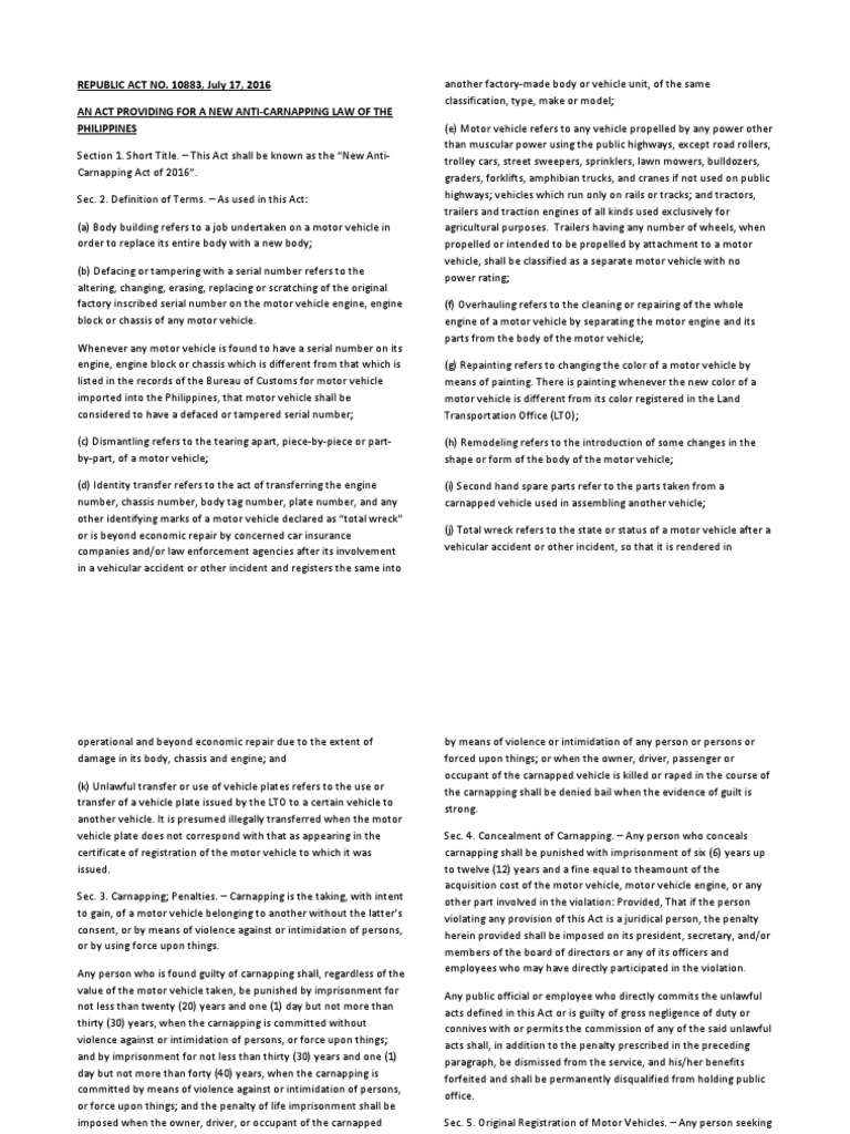 REPUBLIC ACT NO. 10883, July 17, 2016 An Act Providing For A New Anti ...