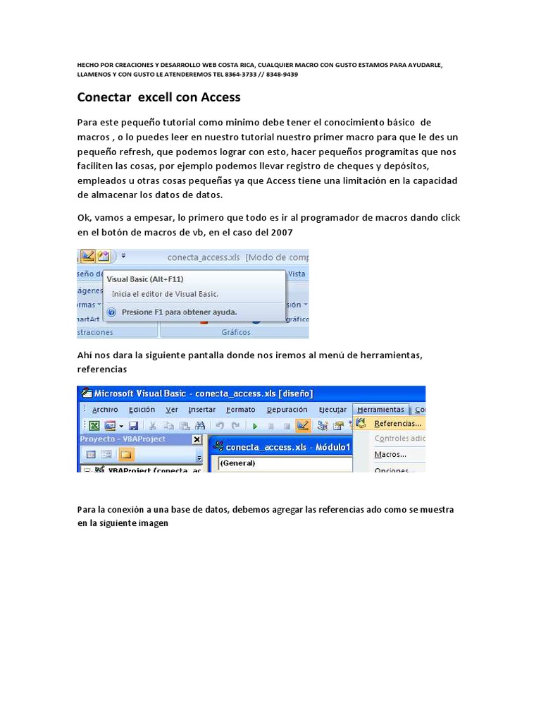 Manual para Conectar Excel Con Access | PDF | Macro (informática) | Active X Data Objects