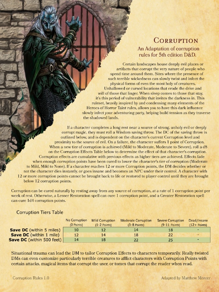 5e Corruption Rules (Critical Role) PDF | PDF