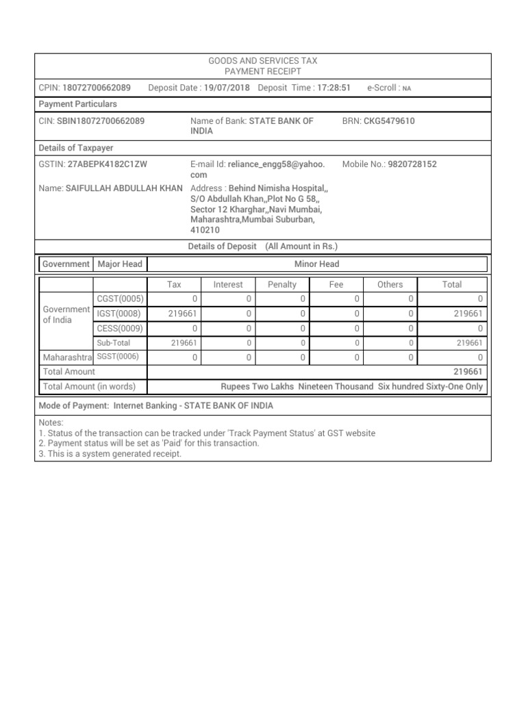 GST-Challan Receipt PDF | PDF
