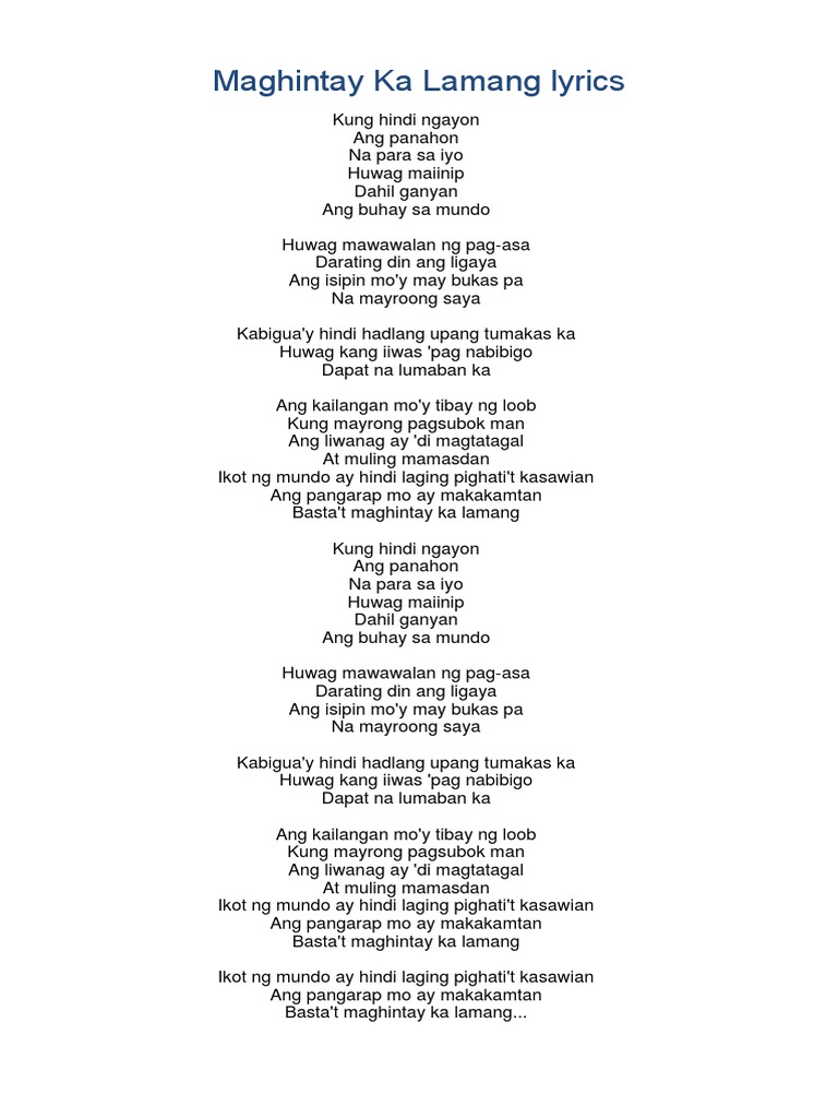 Maghintay Ka Lamang Lyrics | Leisure