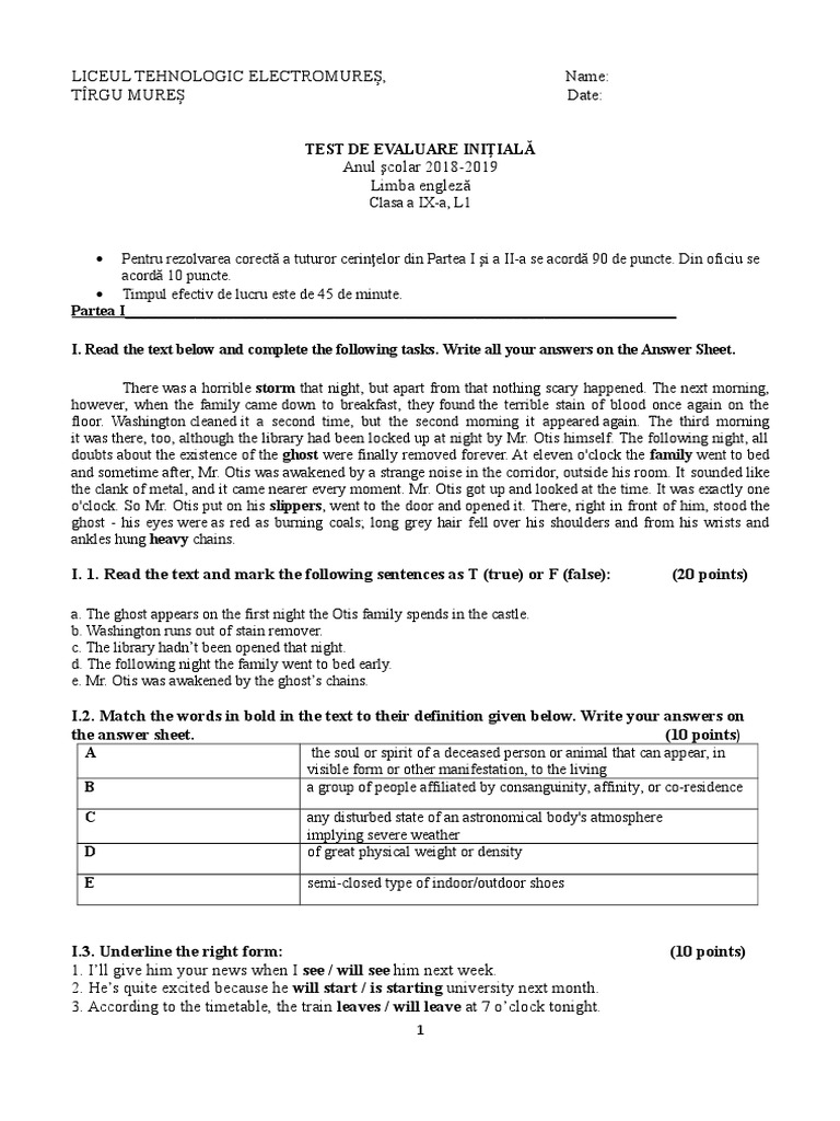 English Test for 9th Graders | PDF | Linguistics | Language Mechanics