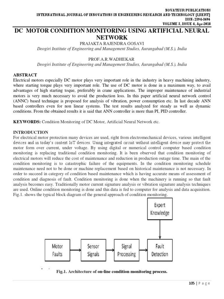 DC Motor Condition Monitoring Using Artificial Neural Network | PDF ...