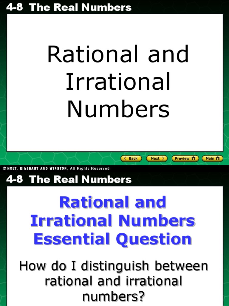 Rational and Irrational Numbers PowerPoint | PDF | Numbers | Rational ...