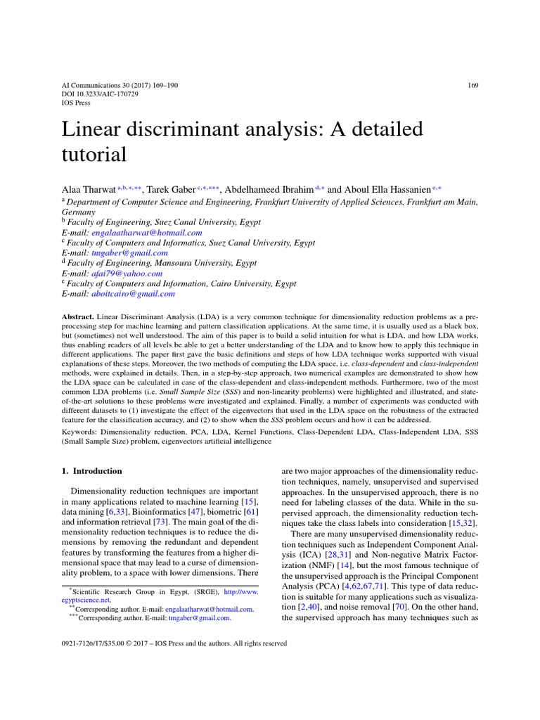 Linear Discriminant Analysis: A Detailed Tutorial | PDF | Eigenvalues ...