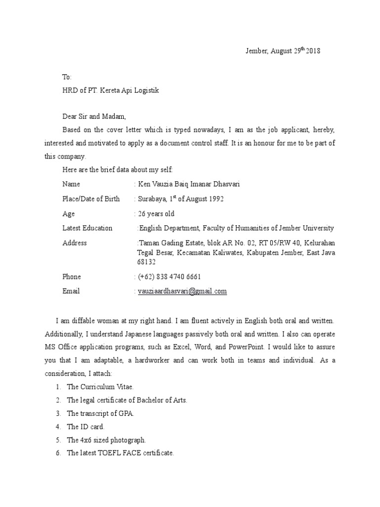 Kalog Application Letter | PDF