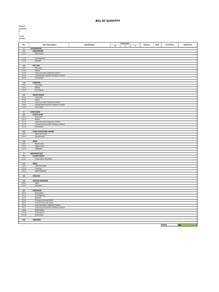Template BOQ | PDF