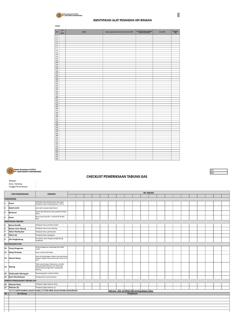 Form Checklist Tabung Gas Pdf