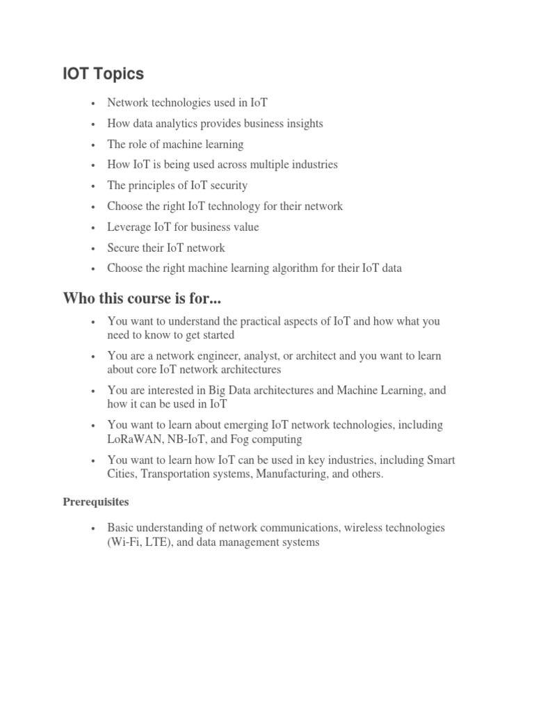 IoT Topics | PDF | Internet Of Things | Computer Network