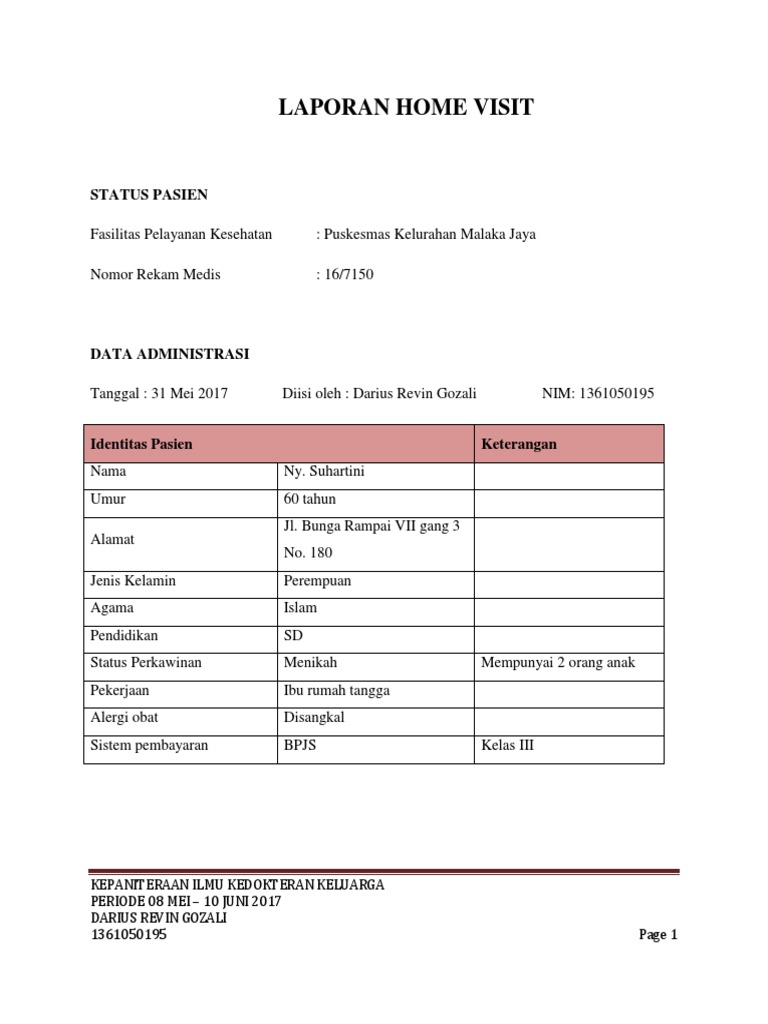 Laporan Home Visit: Status Pasien | PDF