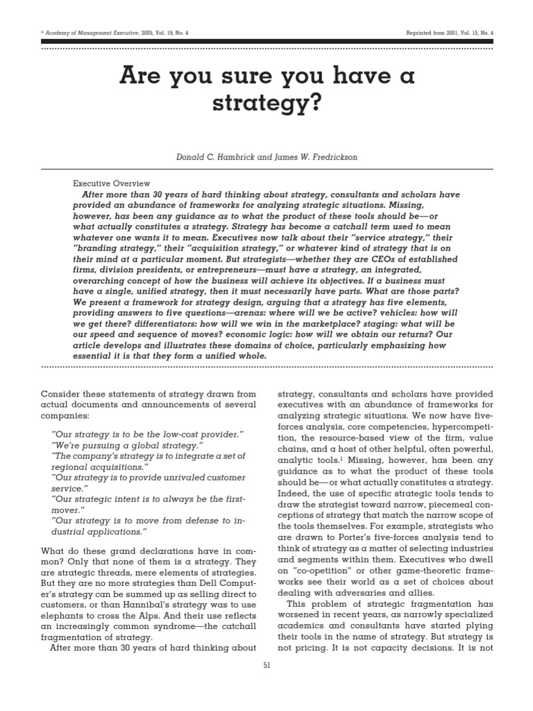 Are You Sure You Have A Strategy | PDF | Strategic Management | Retail