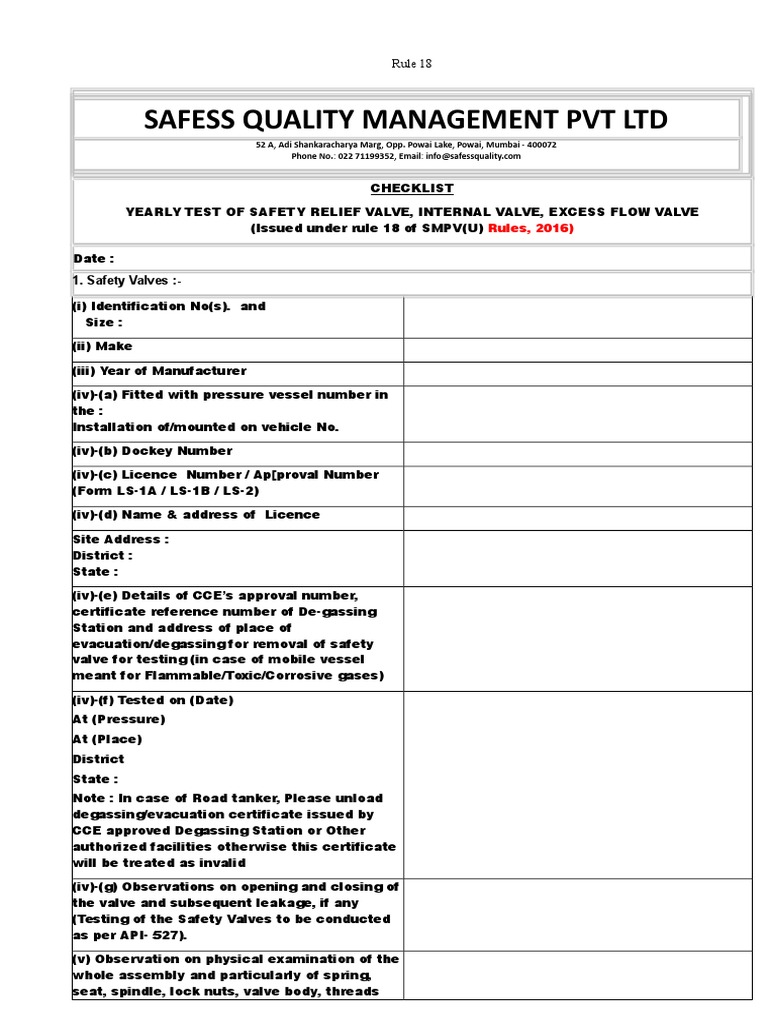Safess Quality Management PVT LTD: 1. Safety Valves | PDF | Pipe (Fluid ...