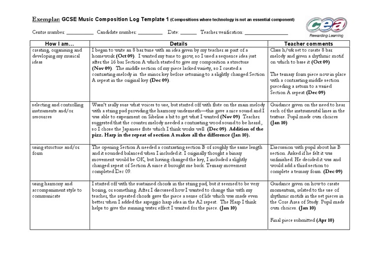 GCSE Composition Exemplar | PDF | Musical Compositions | Classical ...