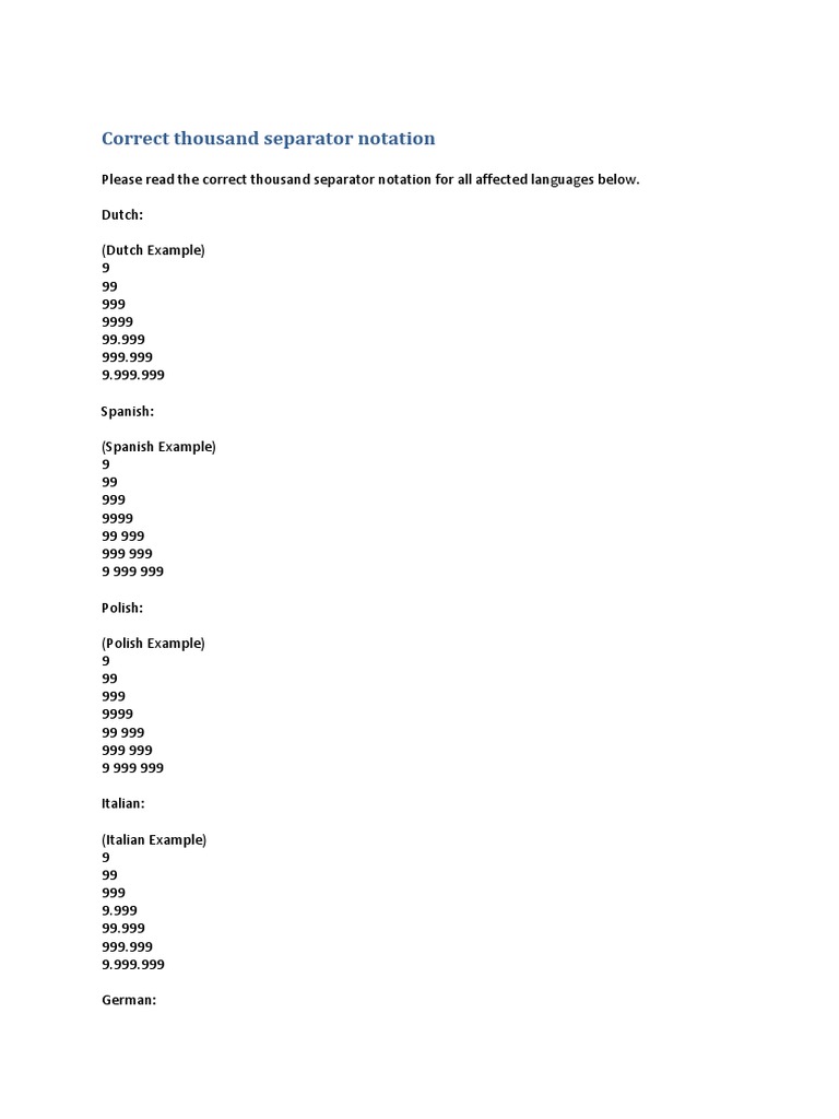Thousand Separator | PDF