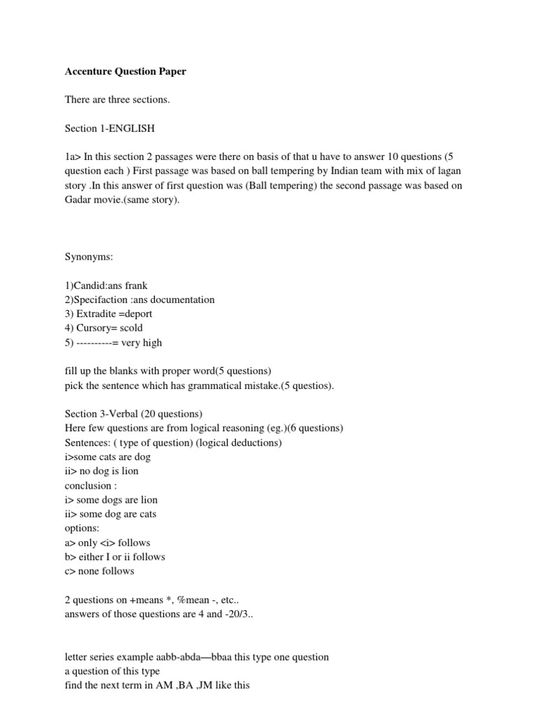 Accenture | PDF | Question | Test (Assessment)