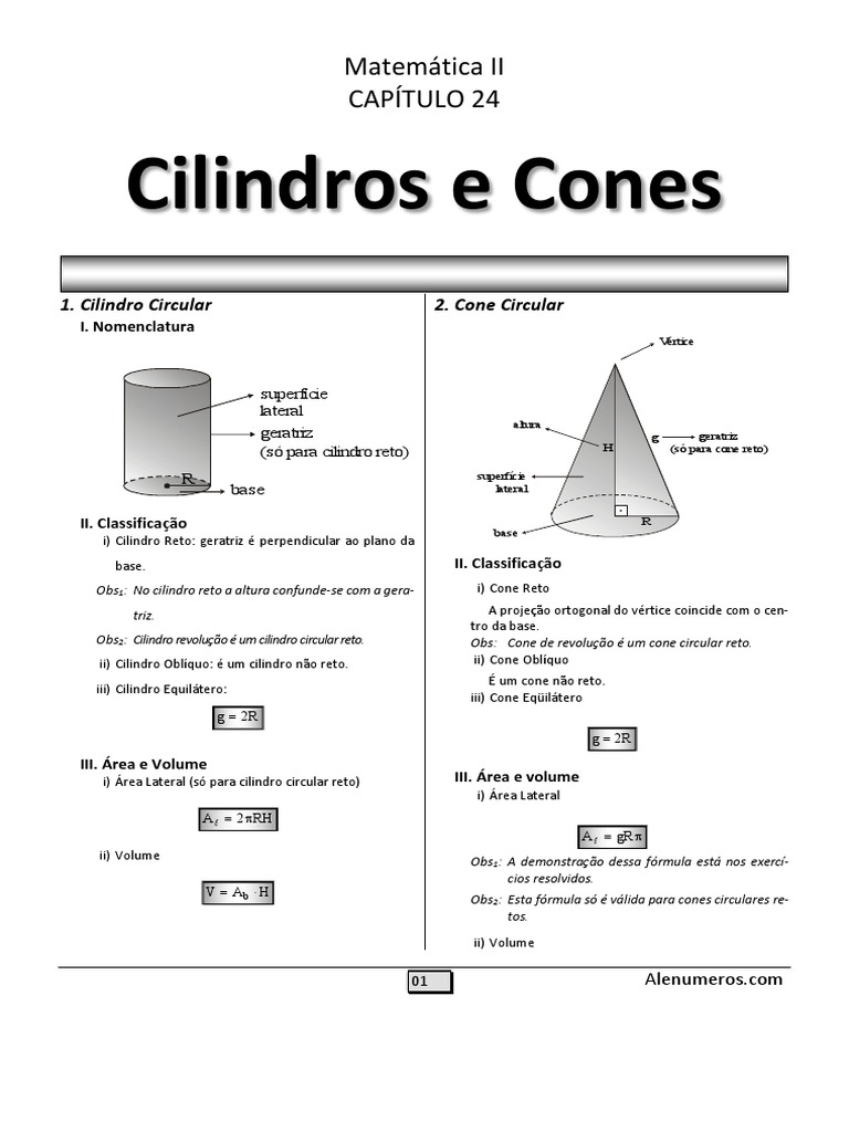 Lista Cilindros e Cones - 2018 | PDF | Triângulo | Geometria Euclidiana