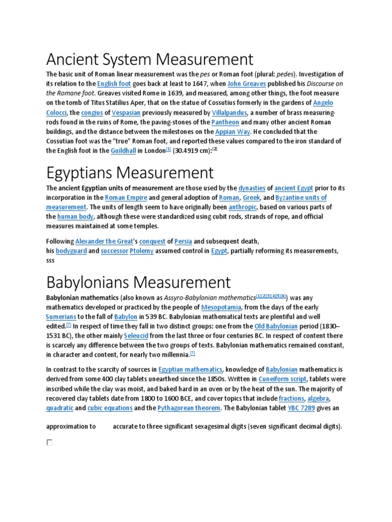 Ancient System Measurement | PDF | International System Of Units ...