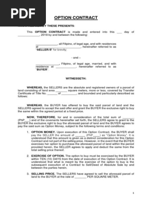 Land Option Agreement Template