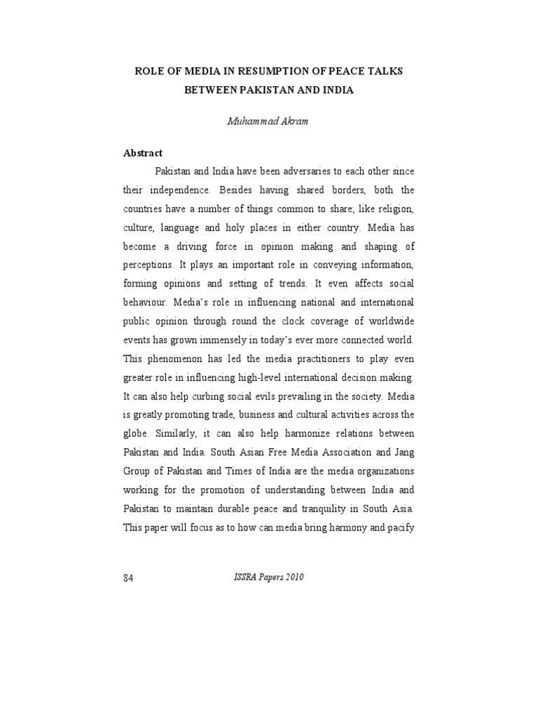 06 Role of Media Muhammad Akram | PDF | Pakistan | India–Pakistan Relations